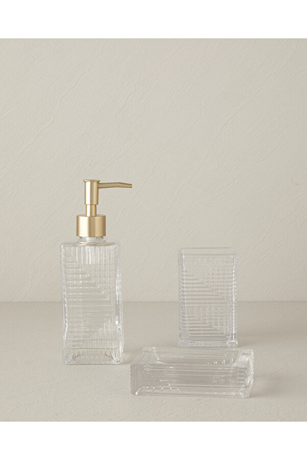 English Home Transparent Merle Glass Bathroom Set of 3 - Trendyol