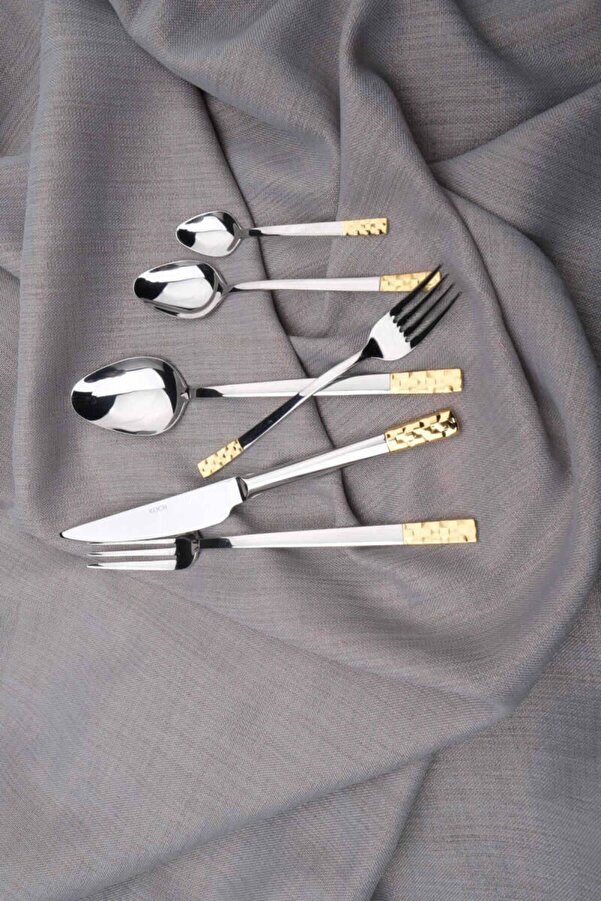 Eren Çini Seramiği Gold Gilded - 36 Piece Spoon Cutlery Set- Trendyol