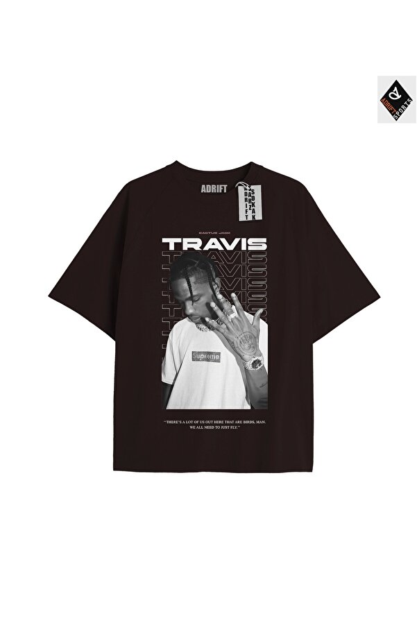 Adrift Travis Scott Black Oversize Unisex T-shirt - Relaxed Fit - Trendyol