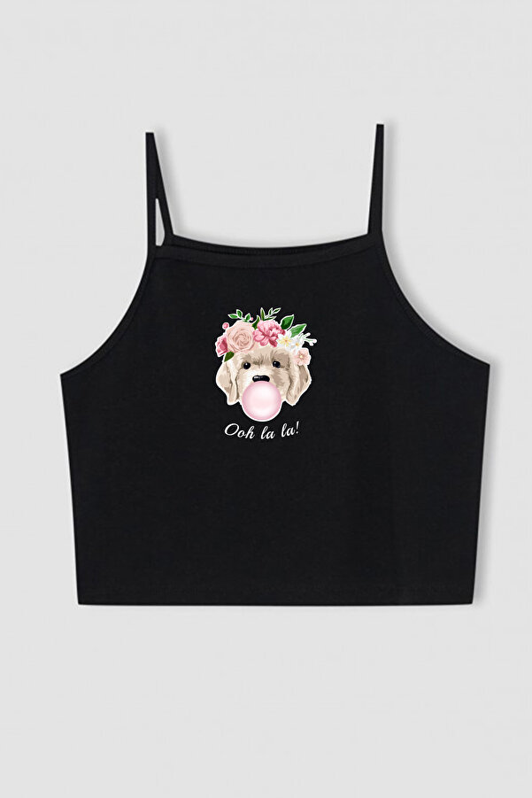 MYADA Top crop pentru gumă de mestecat nou sezon - Imprimat câine ...