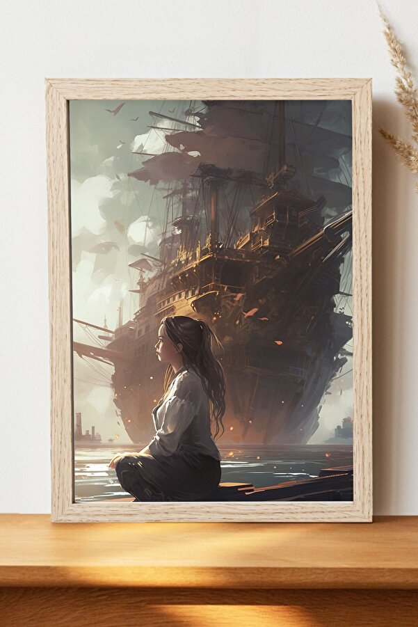 Luna Marissa Illustration Ship Poster - Frameless Thick Paper Digital ...