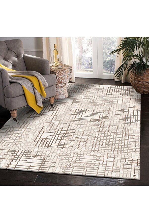 Sermod 10305-Sponge Striped Modern Non-Slip Carpet Cover - Trendyol