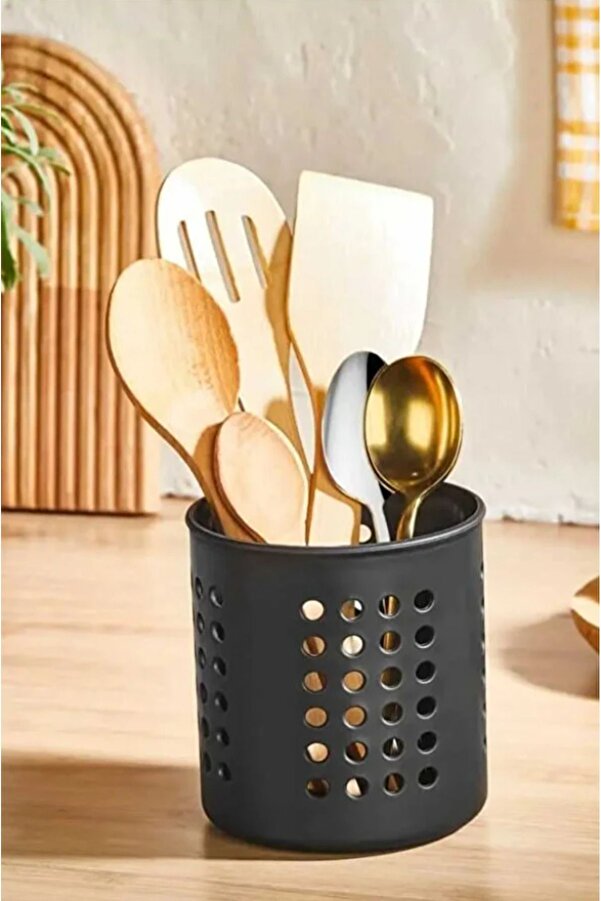Hilamingo Home Black Plastic - Cylinder Perforated and Upright Spoon ...