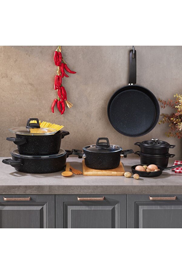 Schafer Dark Storm Pro Granite 12-Piece Cookware Set - Trendyol