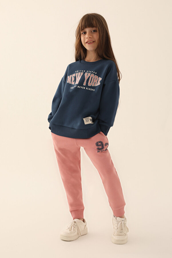 Rolypoly New York Navy Blue Girl's Tracksuit Set - Trendyol