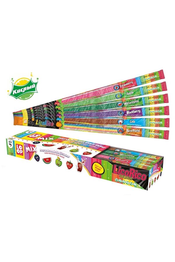 Global Lico Rico Mixed Fruit Flavored Sour Long Strip Meter Candy Pack ...