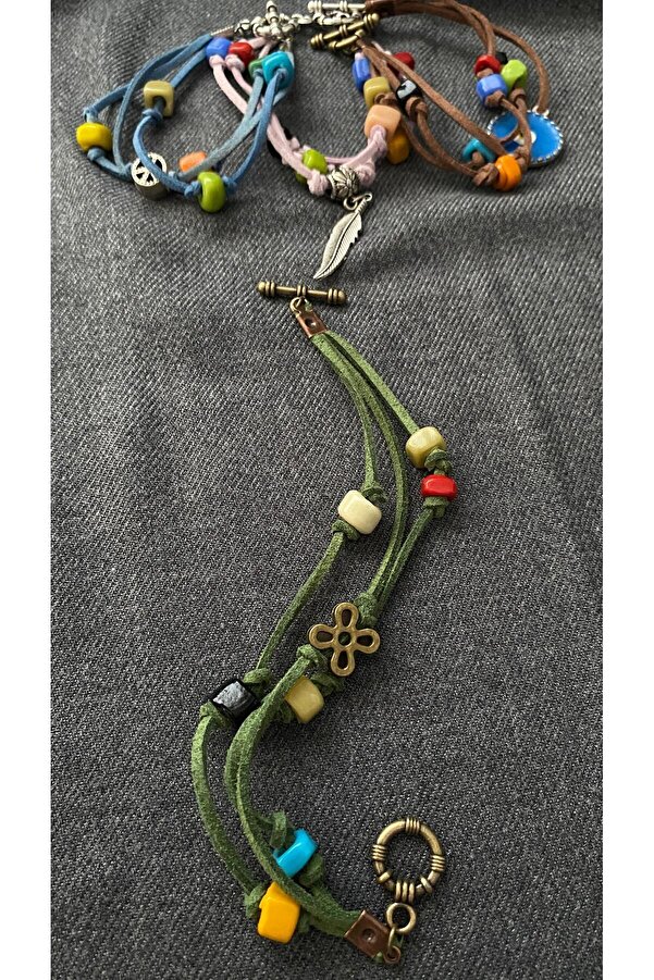 ND takı tasarım Nubuck leather bib detailed bracelet- Trendyol