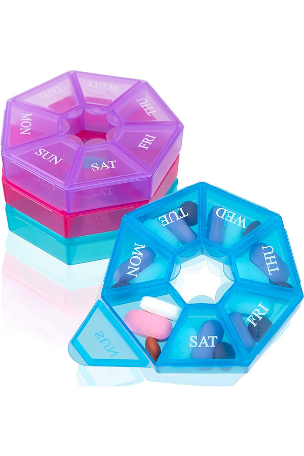 KRİZANTEM 7 Compartment Plastic Medicine Organizer - Pill Storage and ...