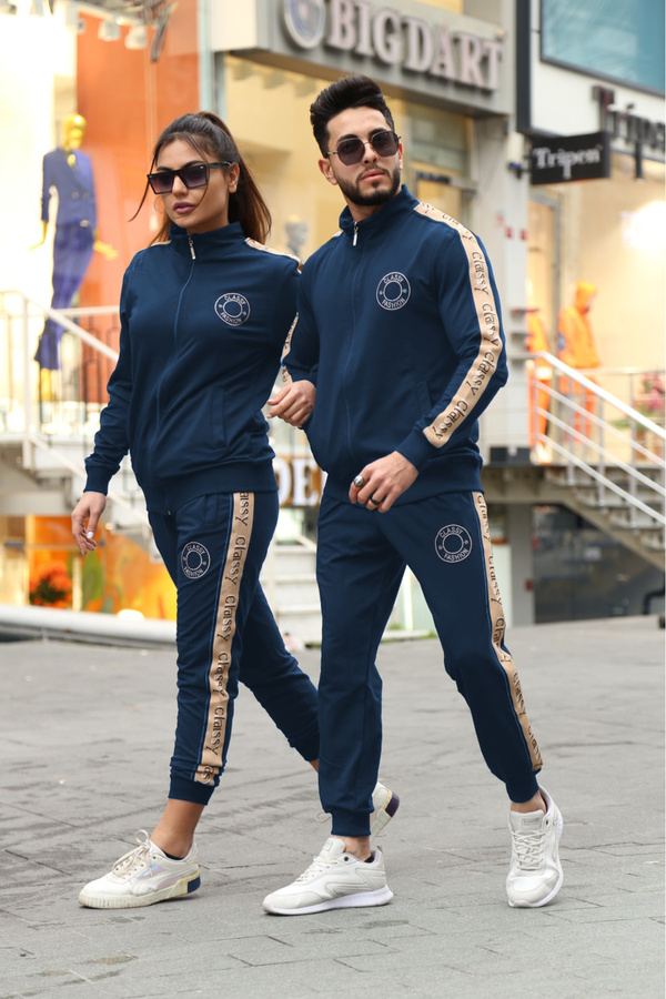 CLASSY.MODA Sports Set - Tracksuit Set - Fabric Two Thread - Stripe Knitwear - Single- Trendyol