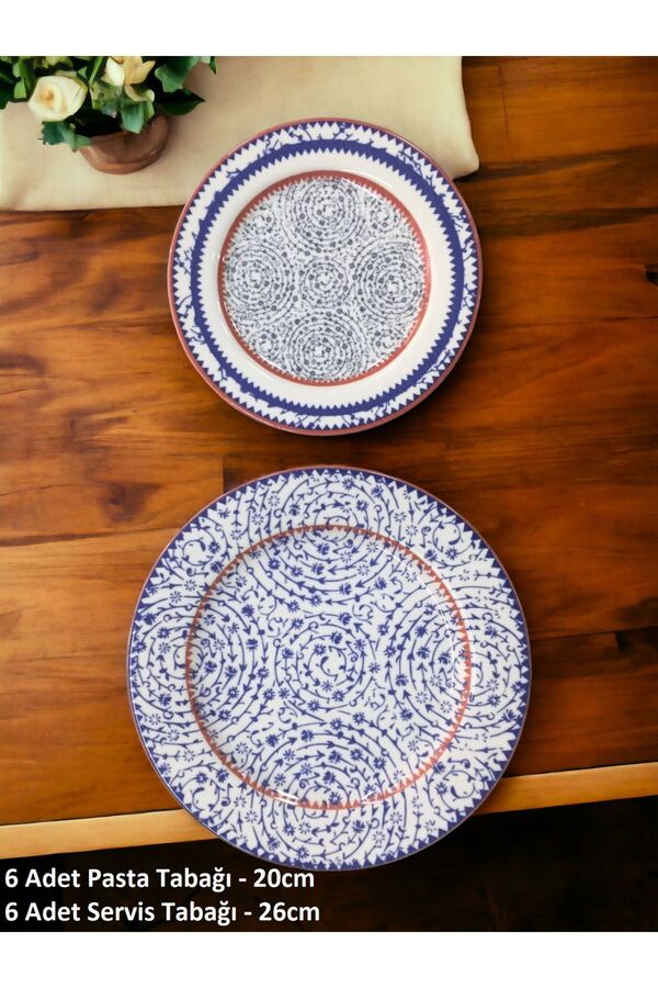 Pinkev Golden Horn 6-Person 12-Piece Porcelain Cake Serving ...