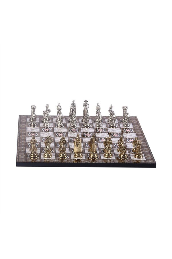 Gift Home Medium Size Metal English Chess Set Bright and Mother of ...