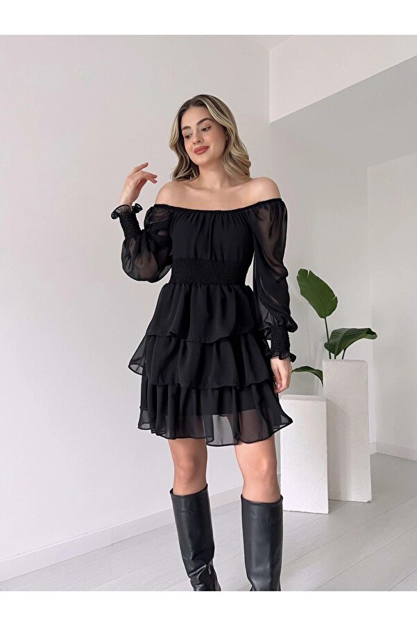 HARMONY GLOBAL Rochie mini din șifon Jennifer - neagră, fustă ...