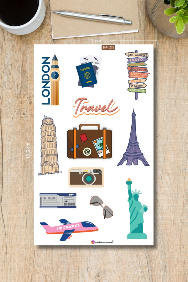 Burak Baskı Tasarım Travel Sticker Sheet - Planner, Bullet Journal ...