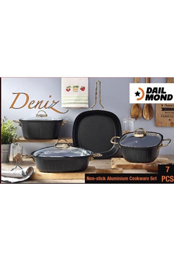 DAİLMOND 7 Piece Sea Square Cookware Set- Trendyol