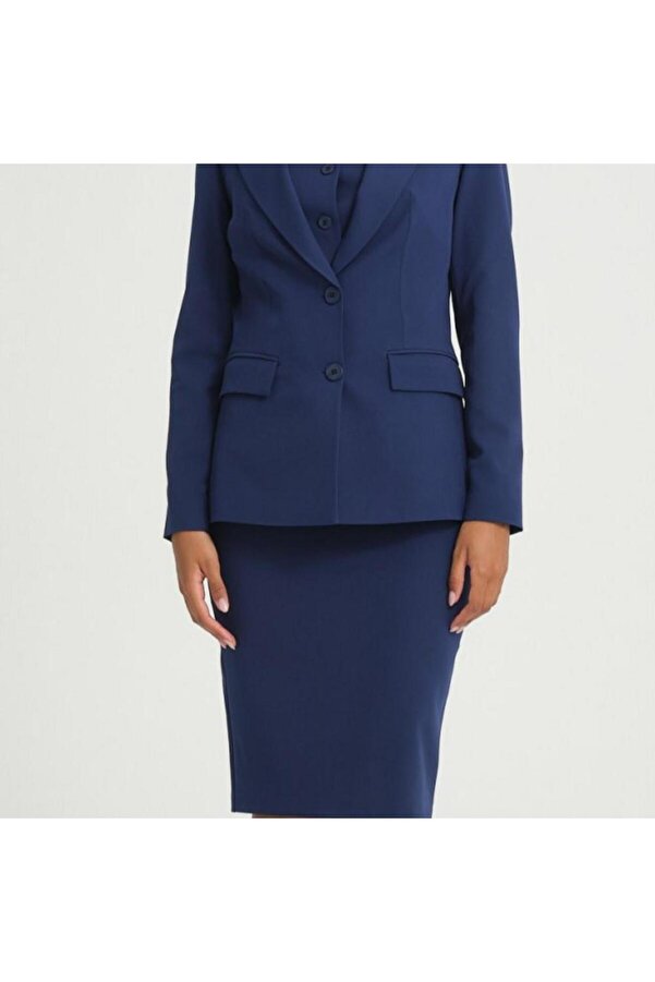 nodilife Navy Blue Triple Suit - Vest, Jacket and Skirt - Trendyol
