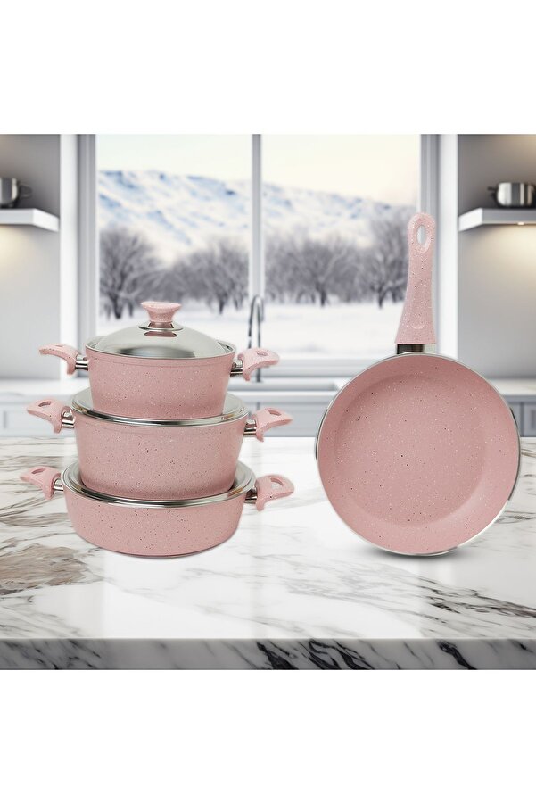 Kunzita | 7 Pieces Turkish Granite Cookware Set With Steel Lid- Trendyol