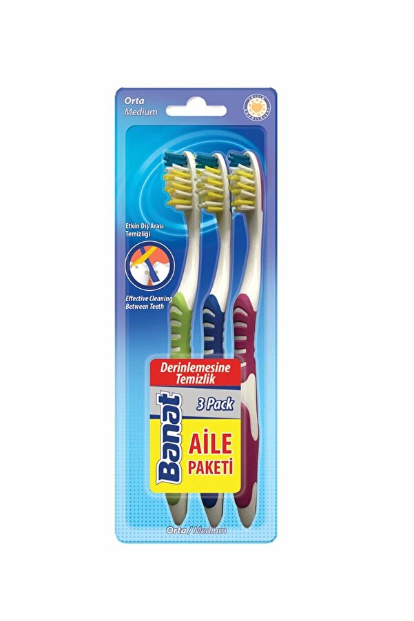 Banat Set of 3 Toothbrushes - Pack for Family- Trendyol