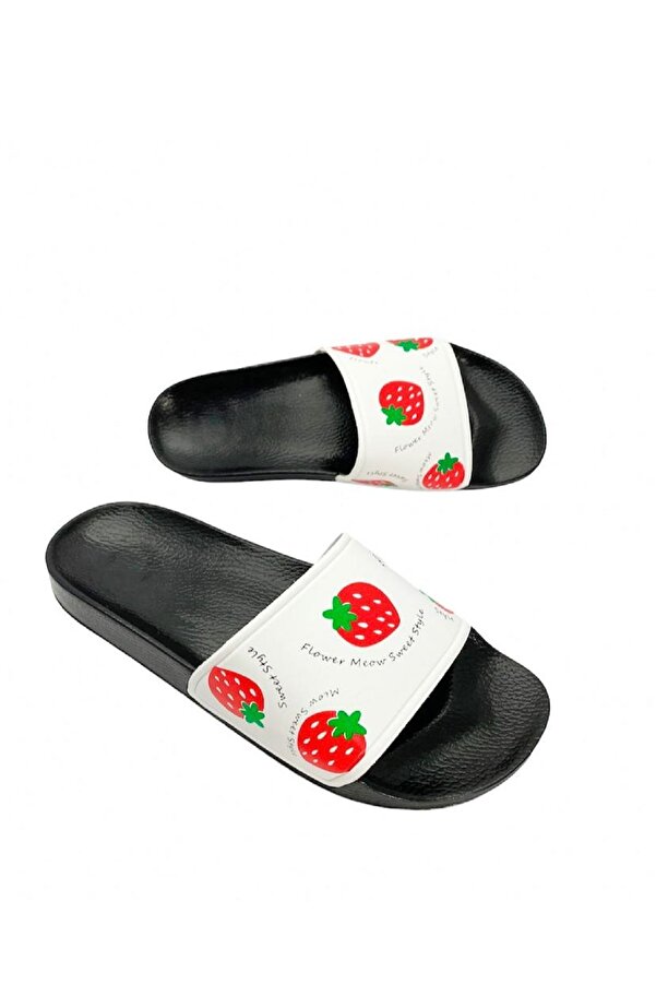 Byron Nové sezónní bílé dámské a dívčí pantofle s jahodovým potiskem ...