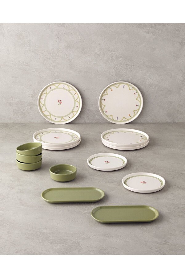 English Home Green Fiesta Ceramic Breakfast Set - 14-piece, 6-seater ...