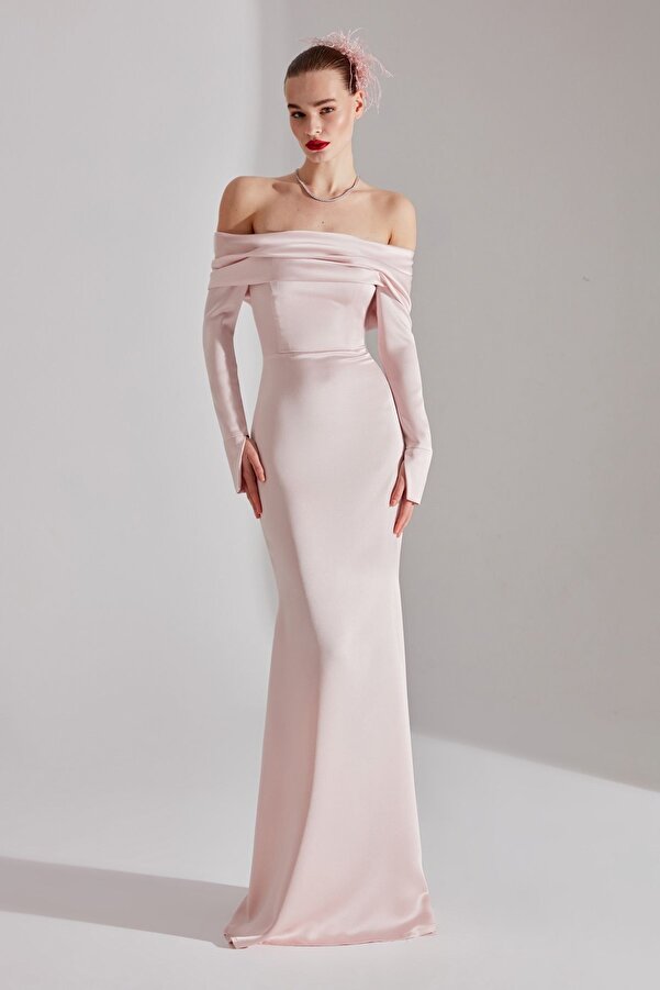 Betty & Sam Clara Powder Off Shoulder Fish Skirt Dress - Trendyol