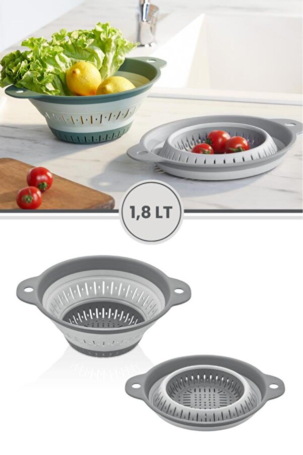 Flora 1.8 Liter Gray Foldable Round Strainer - Trendyol