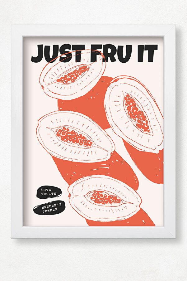 DuoArt White Poster with Natural Wood Frame - Just Fru It/Fruit Market ...