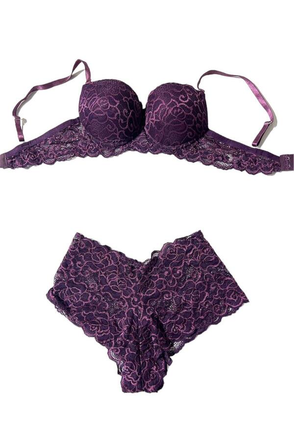 irem içgiyim Purple Supported Padded Women's Bra Set- Trendyol