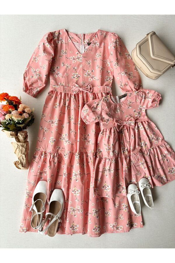 KÜÇÜĞÜM BUTİK Mother and Girl's Poplin Layered Dress - Spring Branch ...