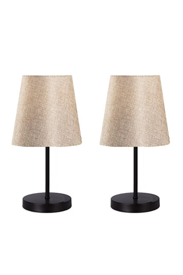 Fer Avize Set of 2 Marla Modern Metal Legs Fabric Head Table Lamp ...