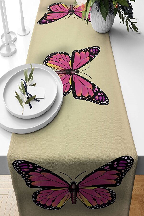 on the clouds Runner vintage cu model fluture roz - țesătură rezistentă ...