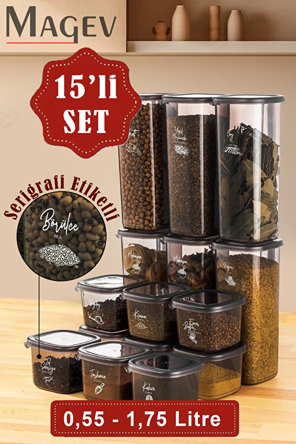 MAGEV PLASTİK 15-Piece Foil Pulses Storage Set with Screen Printing ...