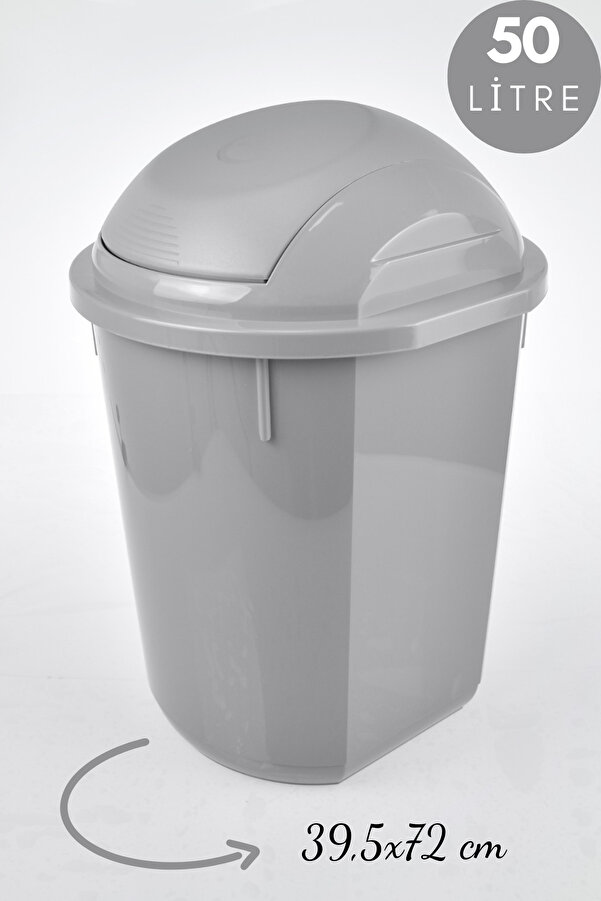Melkan Home Round Dustbin, Gray Dustbin with Sliding Lid, Round Dustbin ...