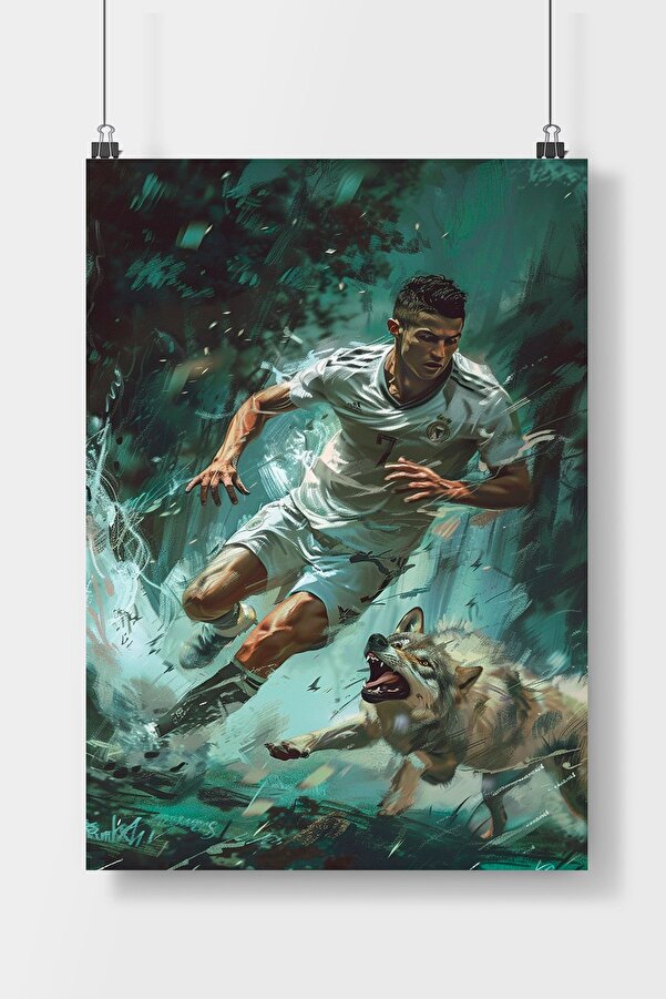 Poster City Ronaldo Anime Style Running with the Wolf Poster - Shiny ...