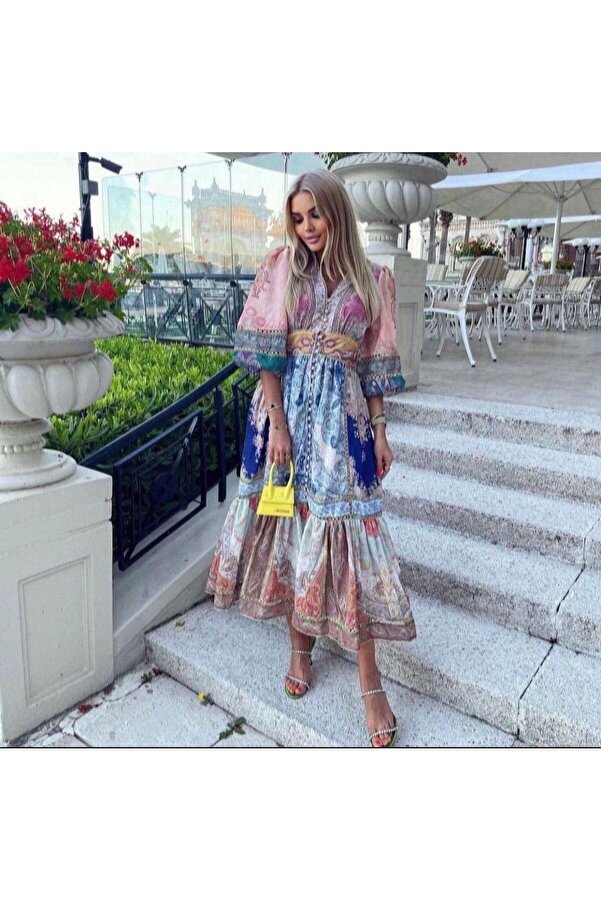 BRGCLOTHING Rochie midi din țesătură creponată importată pentru femei ...