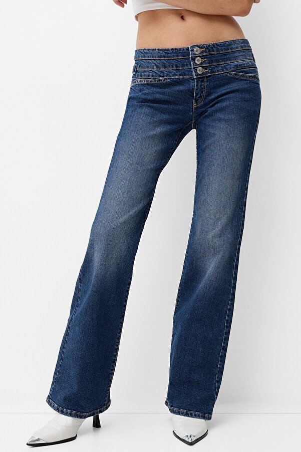 Bershka Button Bootcut Jeans - Trendyol