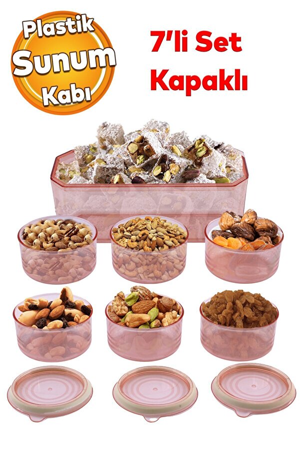 Badem10 Picnic Plate Plastic Breakfast Set with Lid 7 Pieces Plates ...