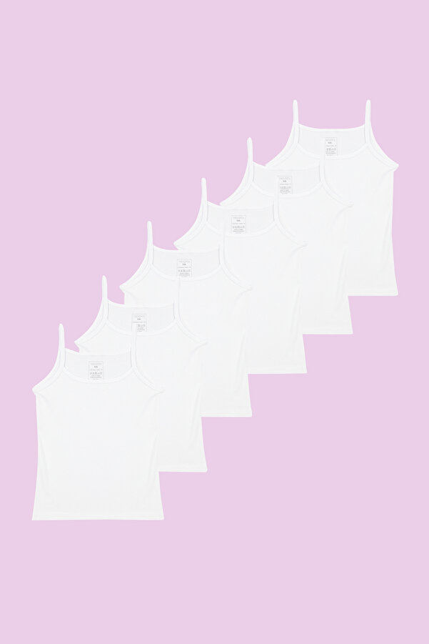 TRENDYOLKIDS White 6-piece 100% Cotton Basic Thin Strap Tank Top Set ...