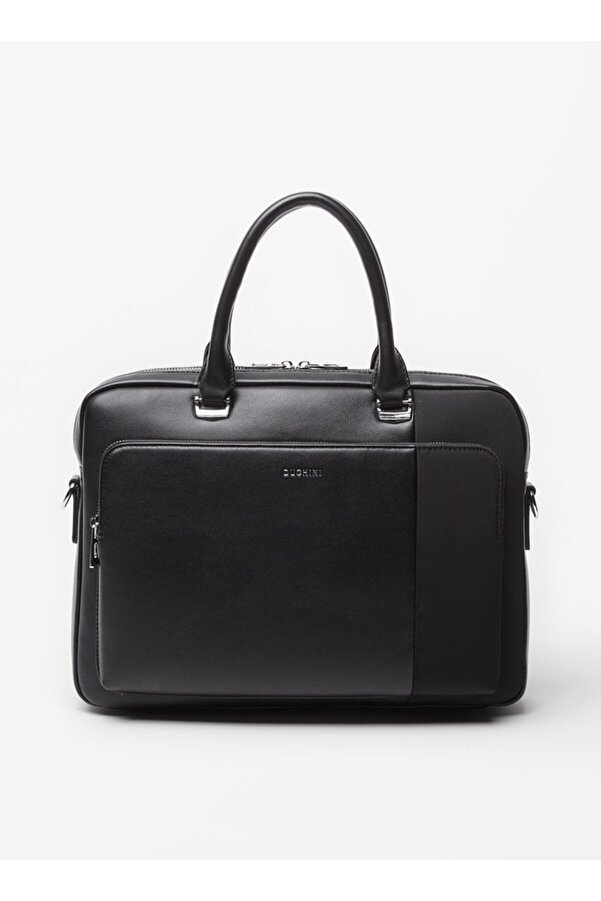 Duchini Solid Portfolio Bag with Detachable Strap and Zip Closure- Trendyol