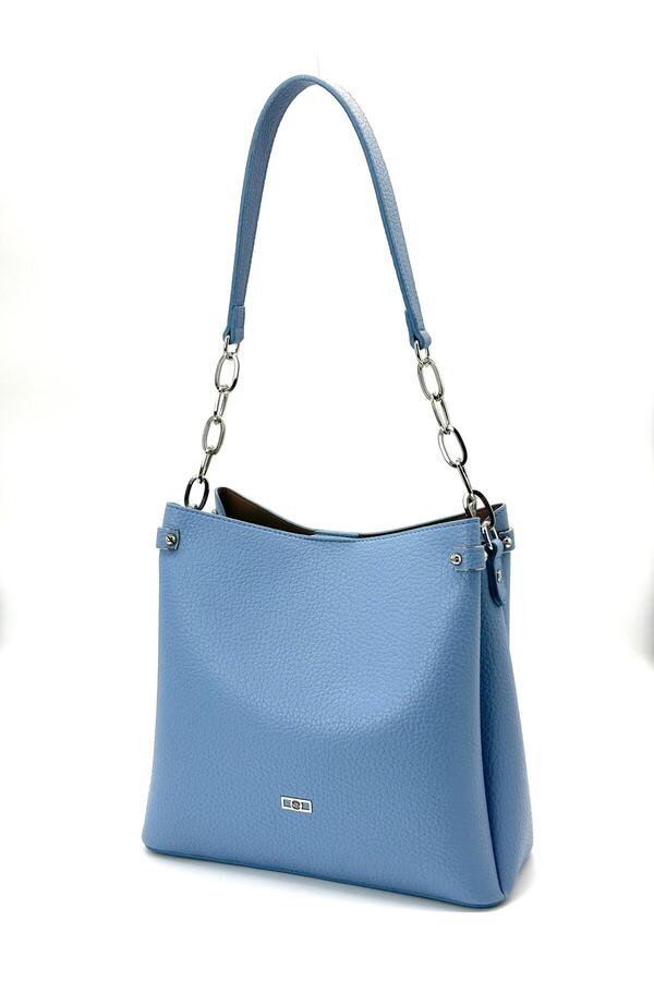 VICTORIA SHINE Large Size Blue Bag - Ring and Chain, Model 3086 - Trendyol
