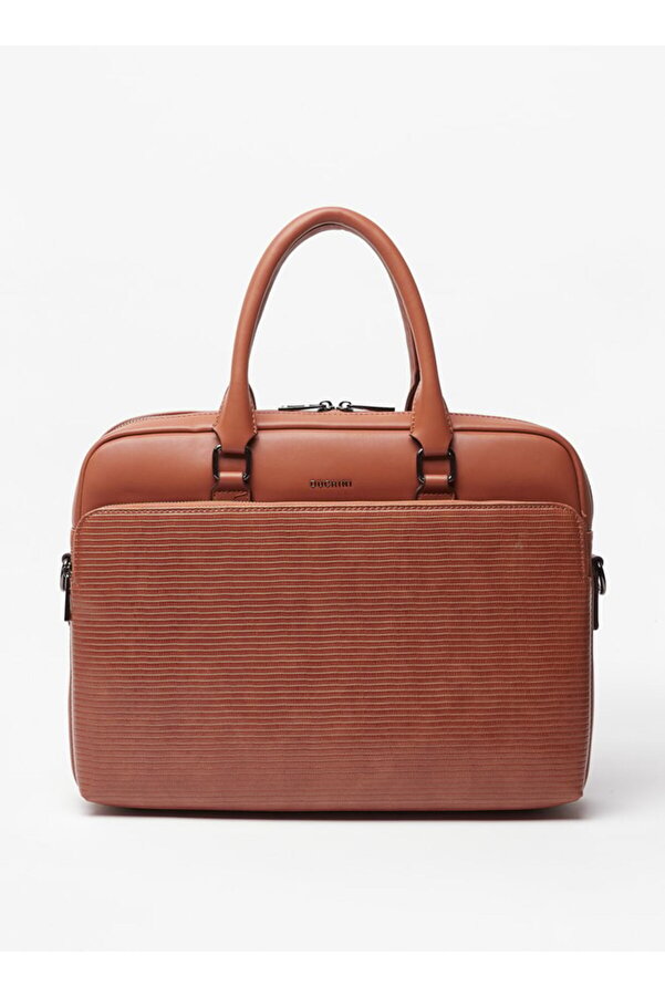 Duchini Textured Portfolio Bag with Detachable Strap and Zip Closure ...
