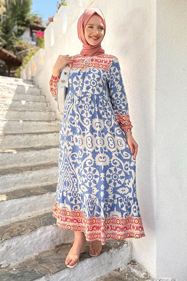 Gizce Sevilla Blue Dress - Stylish Design - Trendyol