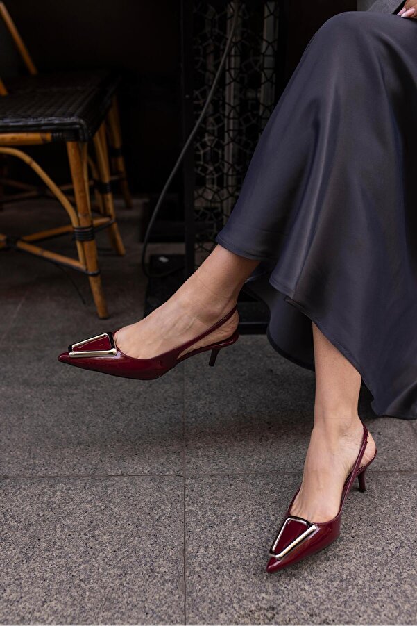 carweza Opium Patent Leather Burgundy Heeled Shoes - Trendyol