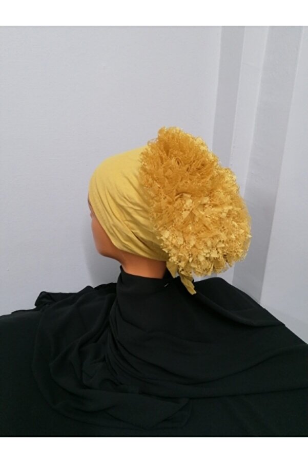 Yasmin S'H'E Gold Colored Frilly Bonnet Inner Bonnet- Trendyol