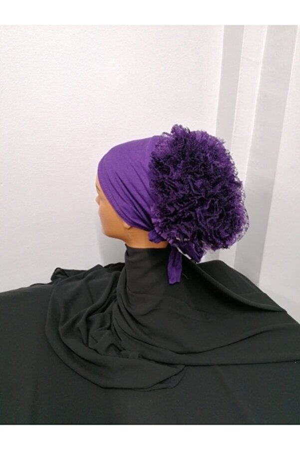 Yasmin S'H'E Plum Colored Frilly Bonnet Inner Bonnet - Trendyol