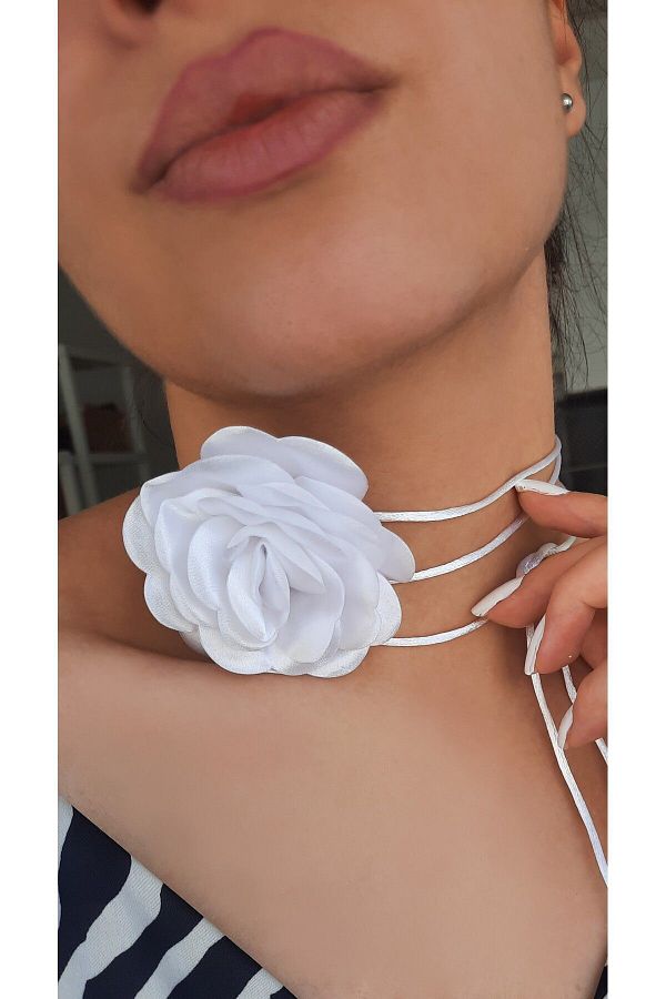 White fabric choker store