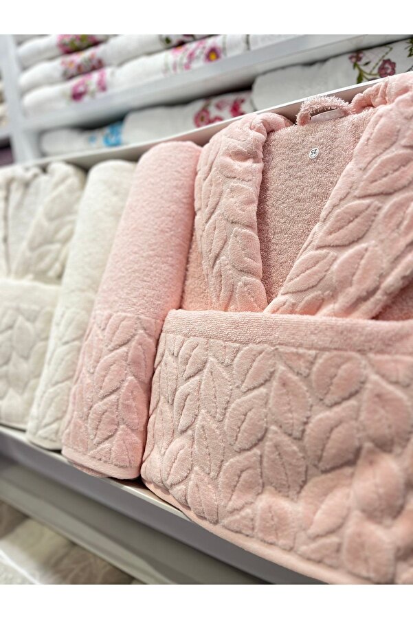 Nurpak 8 Piece Family Bathrobe Set Salmon Cream - Trendyol