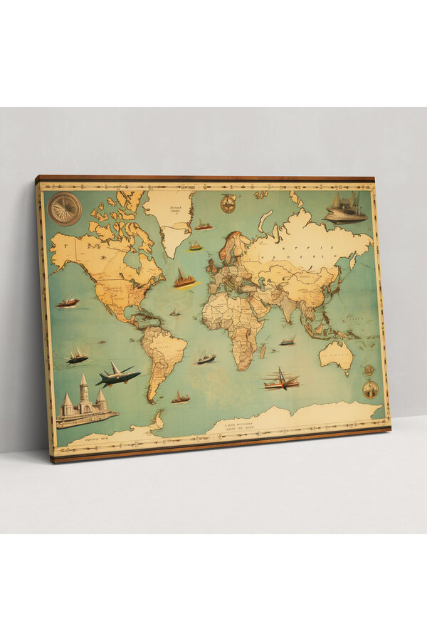 PaintedAnarchy Vintage World Map Wall Decoration, World Map, Vintage ...