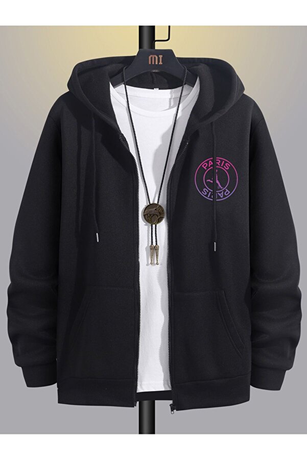 DEEPSENCE Men's Black Winter Hooded Zippered Sweatshirt with Fleece ...