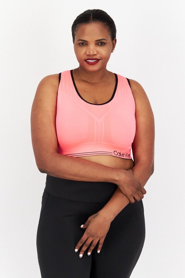 Calvin Klein Women Plus Size Non Padded Sports Bra, Neon Pink - Trendyol