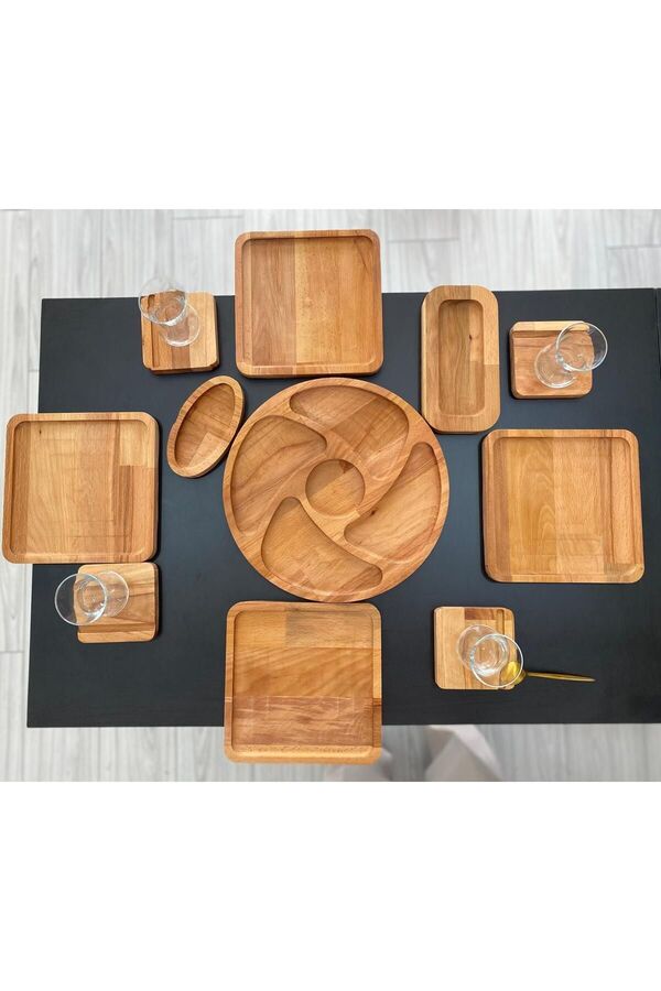 aysahşap Wooden Breakfast Set for 4 People - Trendyol